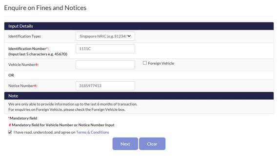 One Motoring Application Help